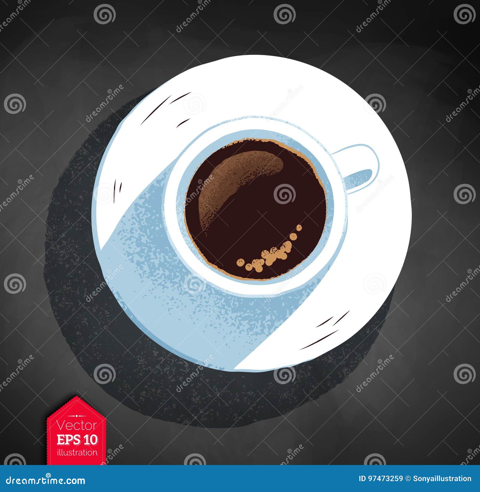 Top View Vector Illustration of Coffee Cup Stock Vector - Illustration ...
