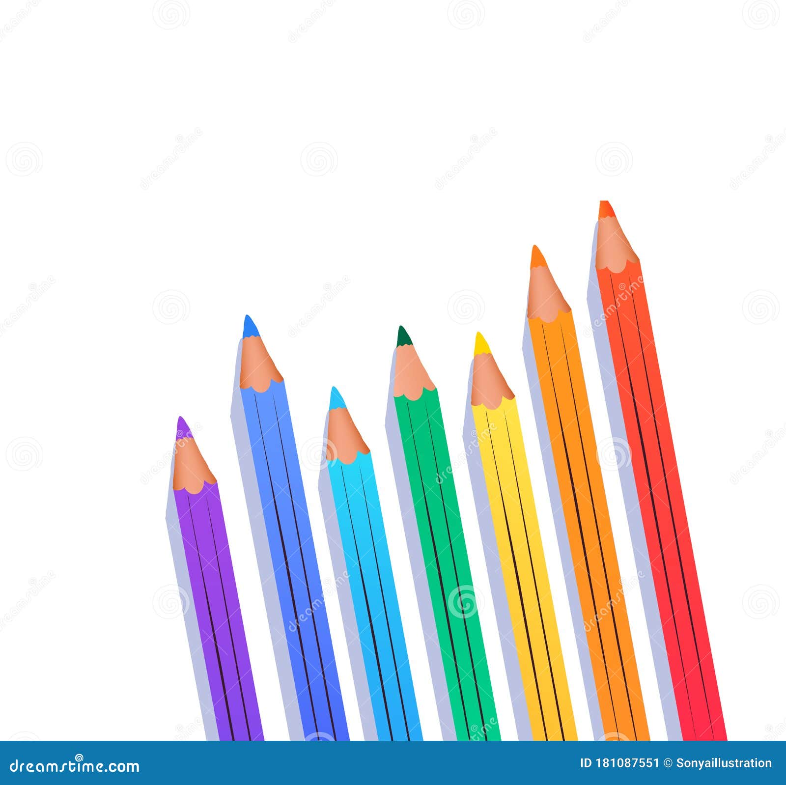 Top View Vector Illustration of Color Pencils Stock Vector ...