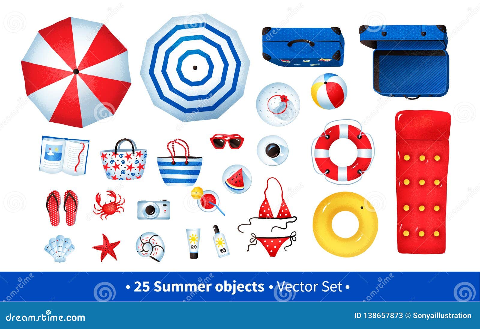 Beach Items Illustrations Cartoon Vector | CartoonDealer.com #5395623
