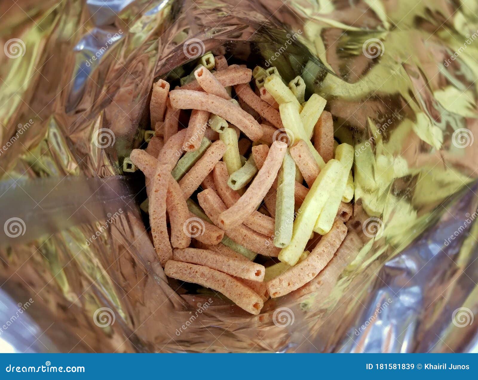 Top View of Vegetable Straw Chips Inside the Snack Bag Stock Image ...