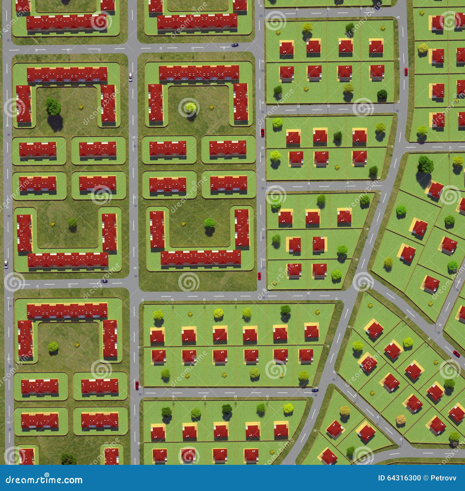 Top view of the village stock illustration. Illustration of sections ...