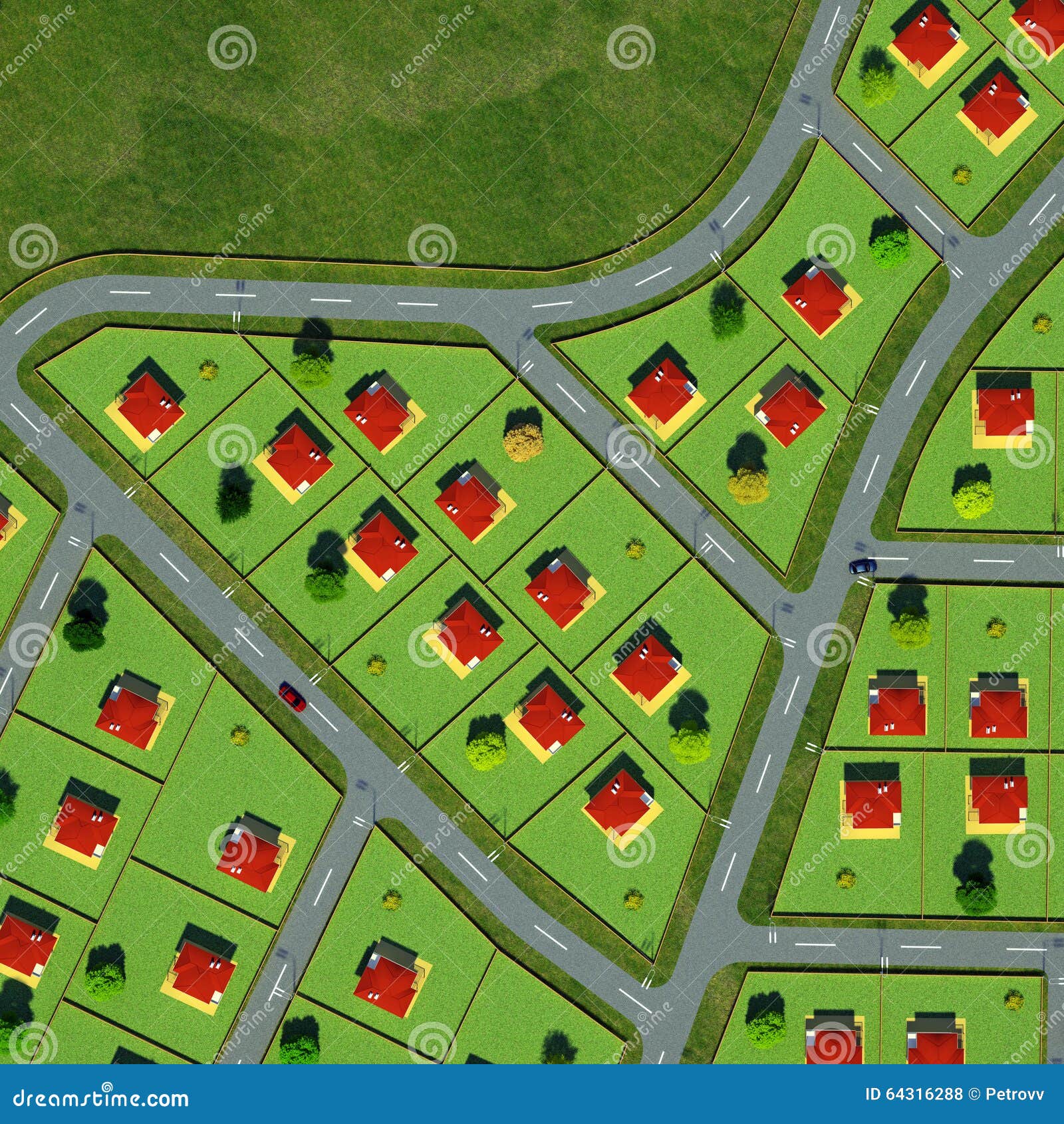 Top view of the village stock illustration. Illustration of house ...