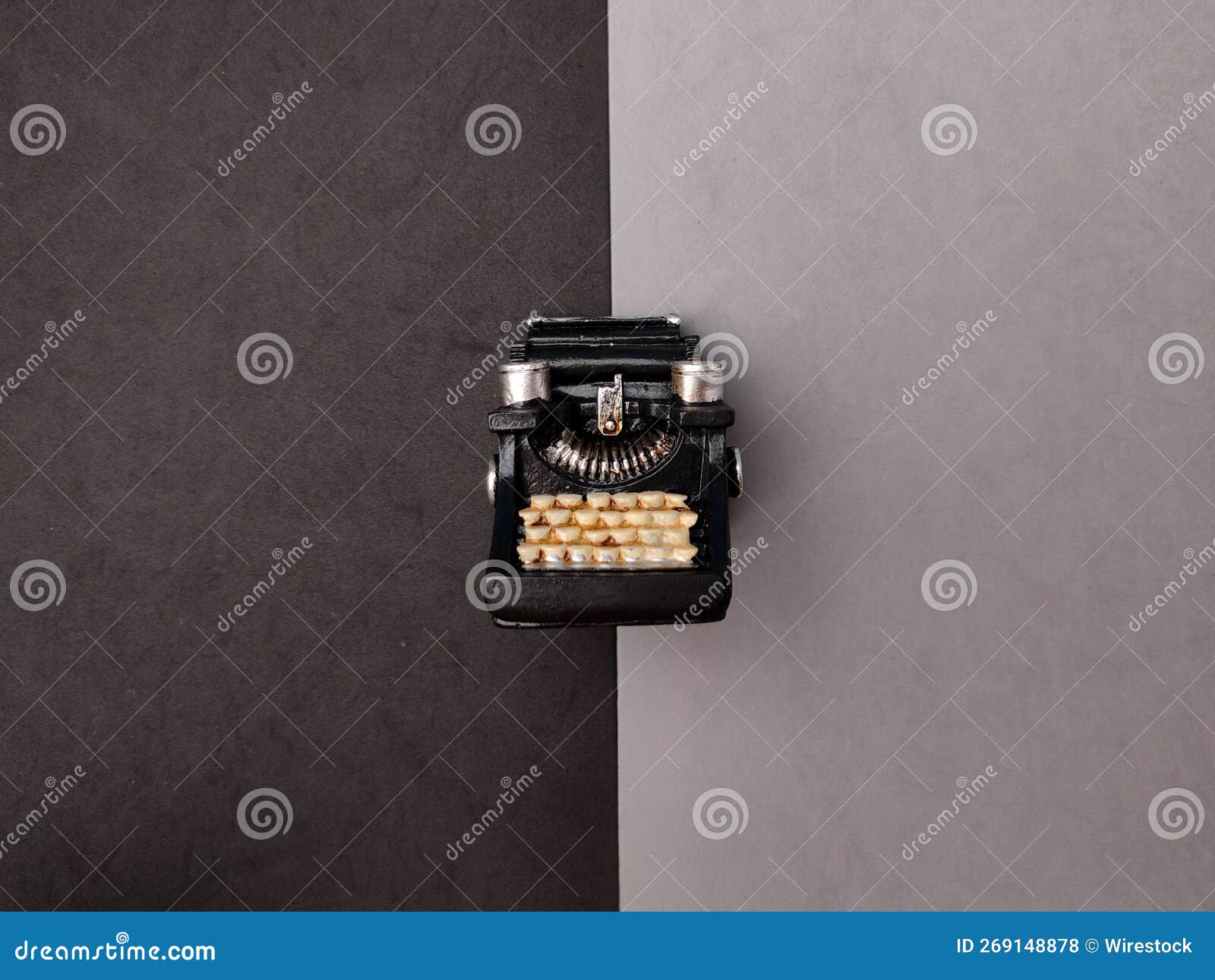 Top View of a Vintage Black Typewriter on a Black and Gray Background ...