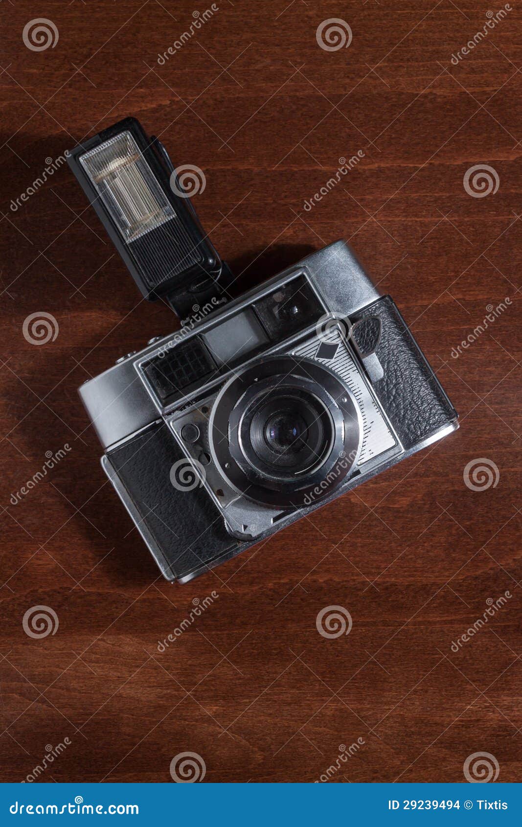 Top View of a Vintage Camera with Flash Stock Photo - Image of camera ...