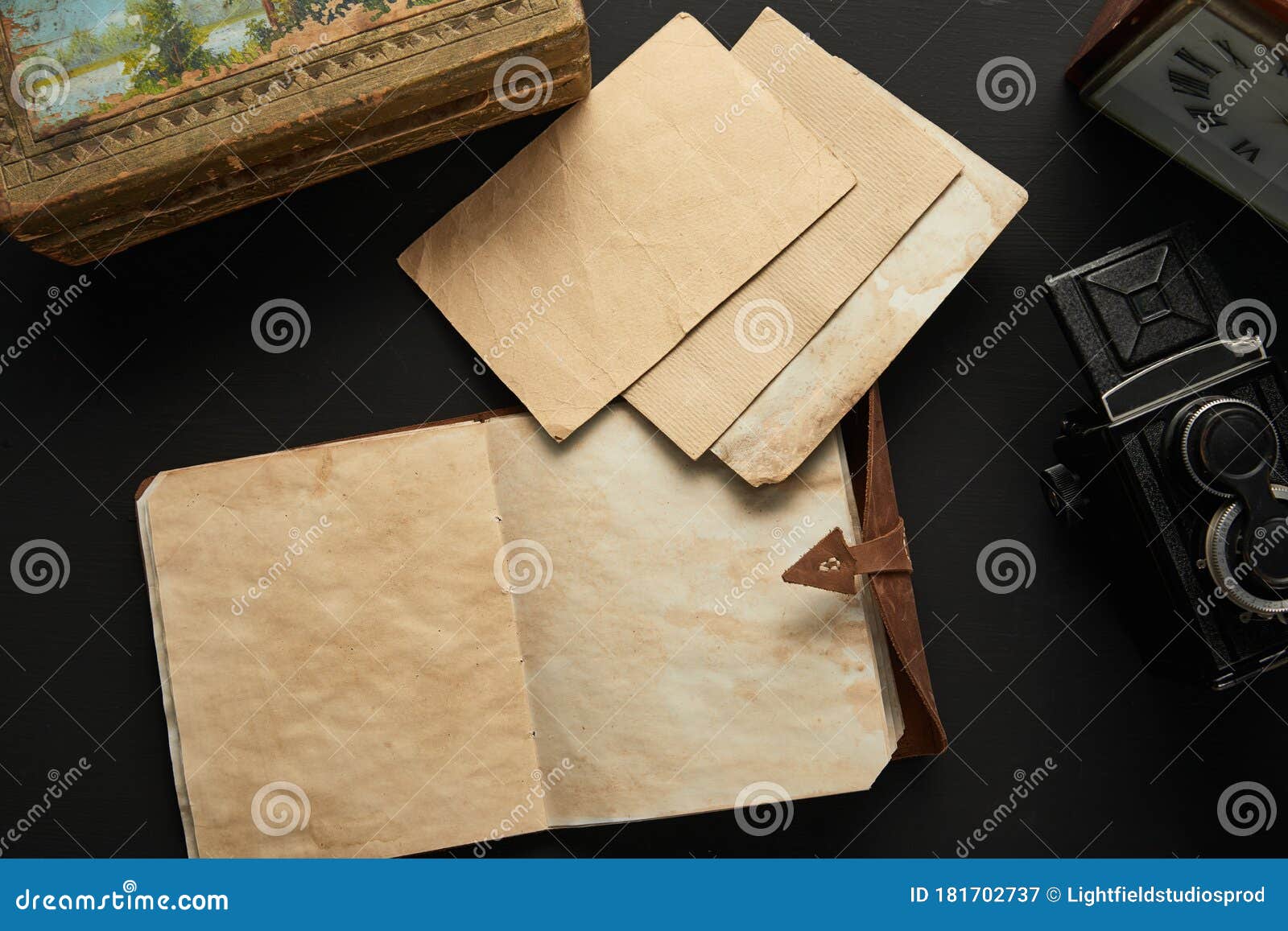 Top View of Vintage Camera, Paper Stock Image - Image of paper, grunge ...