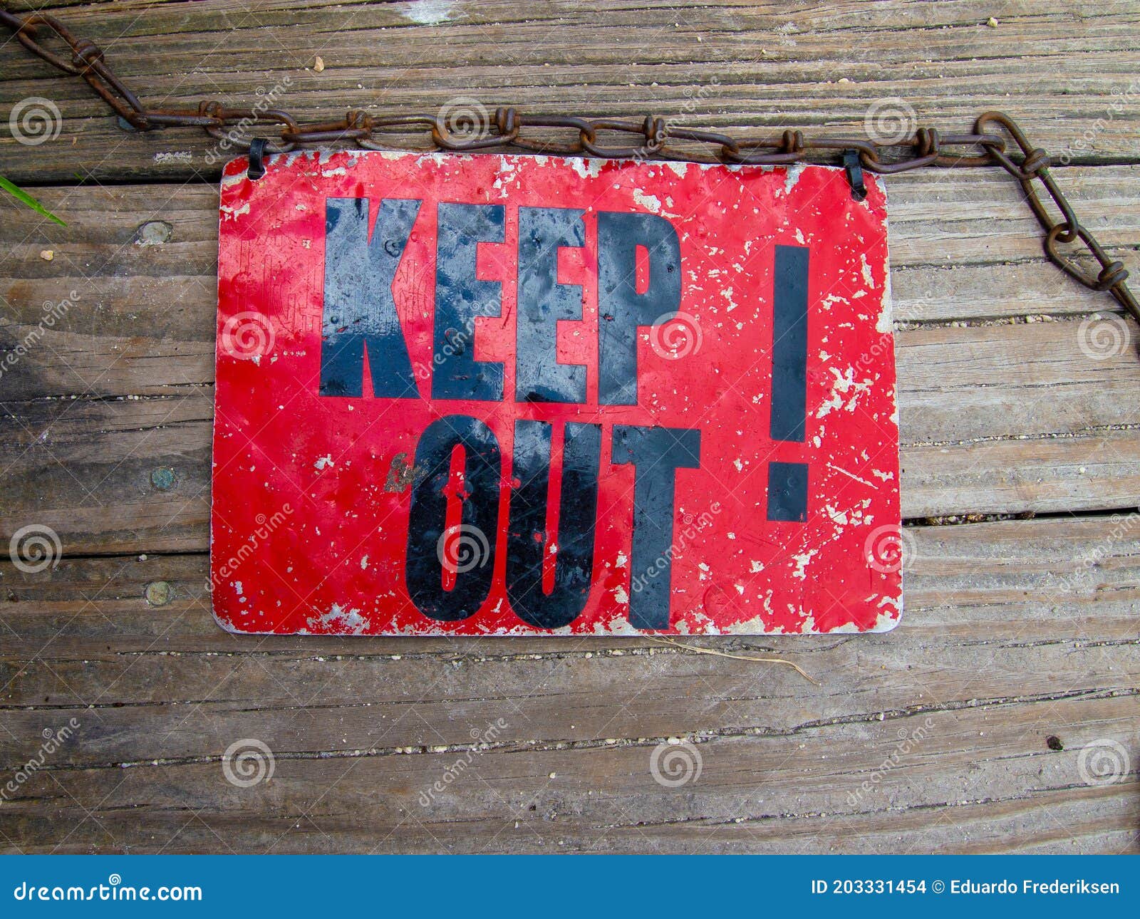 Top View of Vintage Keep Out Sign on Wooden Deck Stock Photo - Image of ...