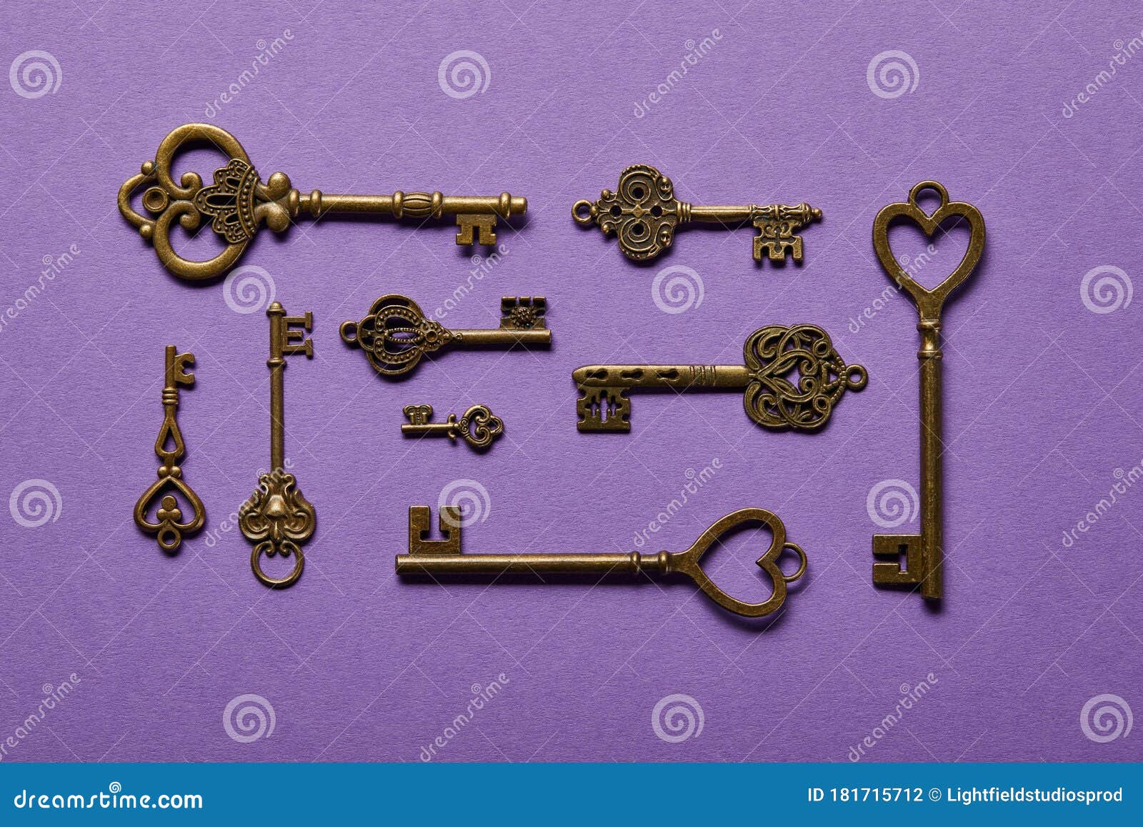 Top View of Vintage Keys on Stock Photo - Image of vintage, background ...
