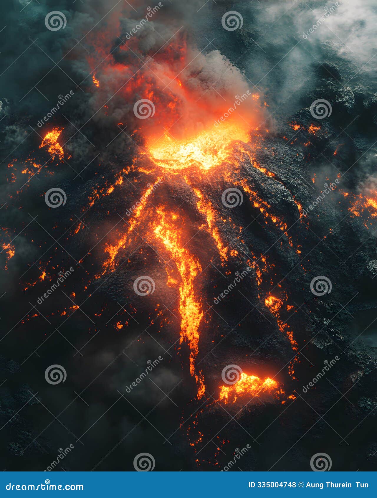 Top View of a Volcanic Eruption Stock Photo - Image of mountain, magma ...