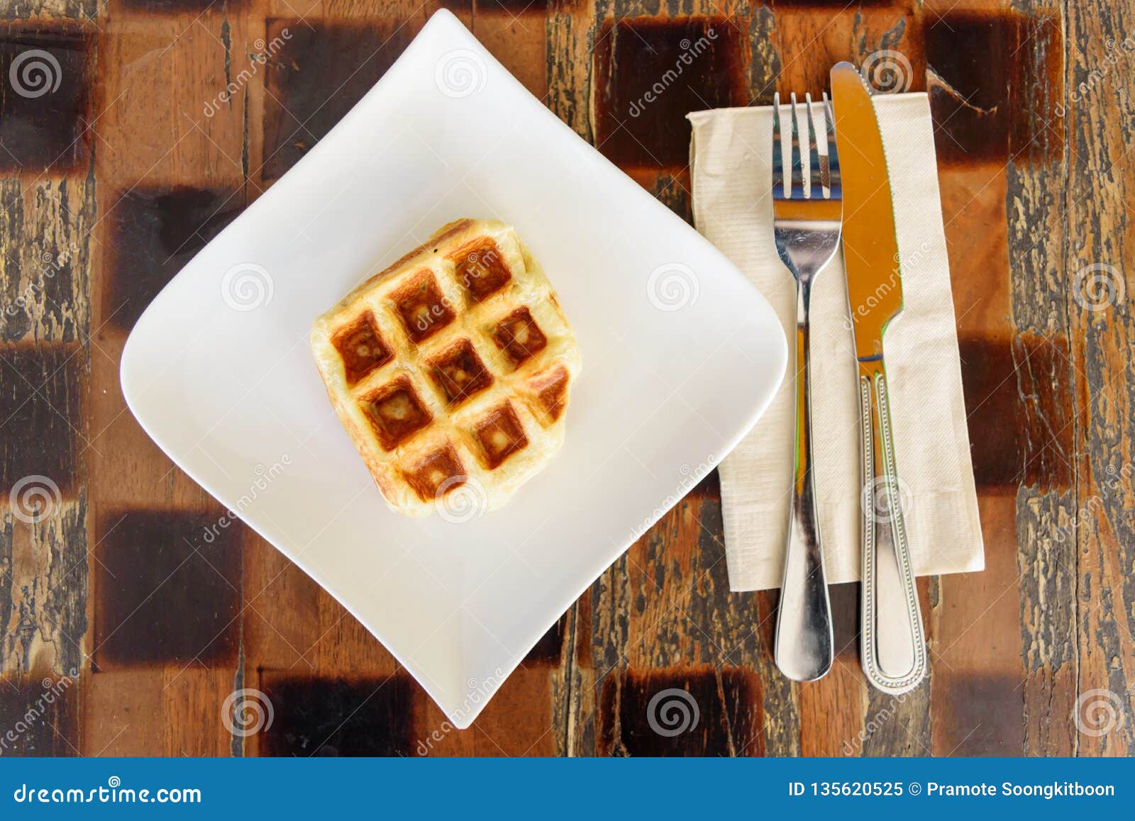 Top View of Waffle on the Disk Stock Image - Image of dessert, sweet ...