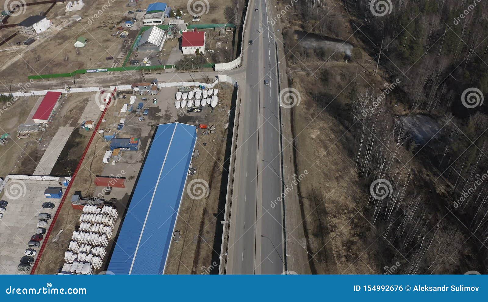 Top View of a Warehouse, Located at Highway Stock Footage - Video of ...