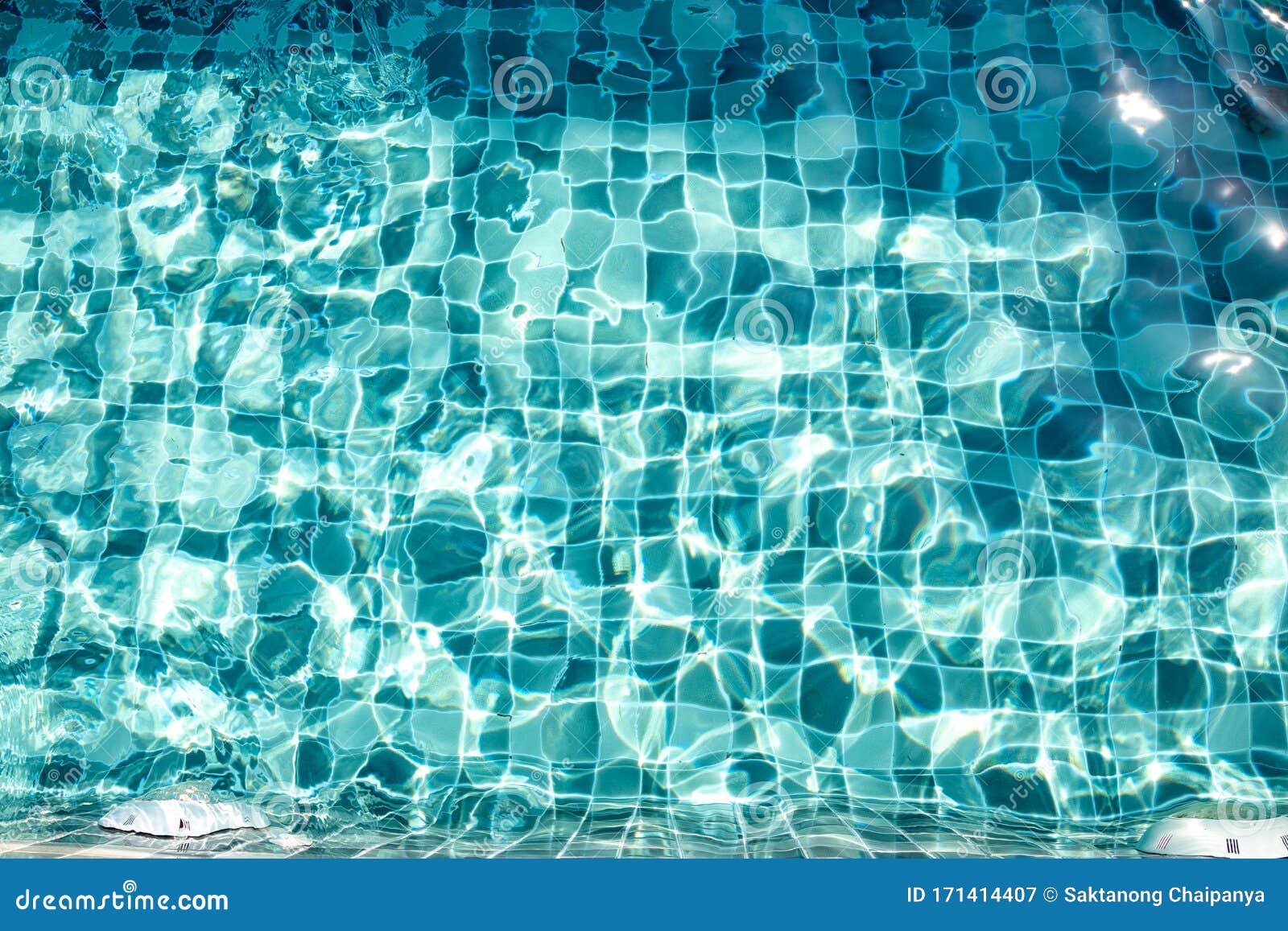 Top View, Water in the Pool with Blue Tiled. Stock Image - Image of ...