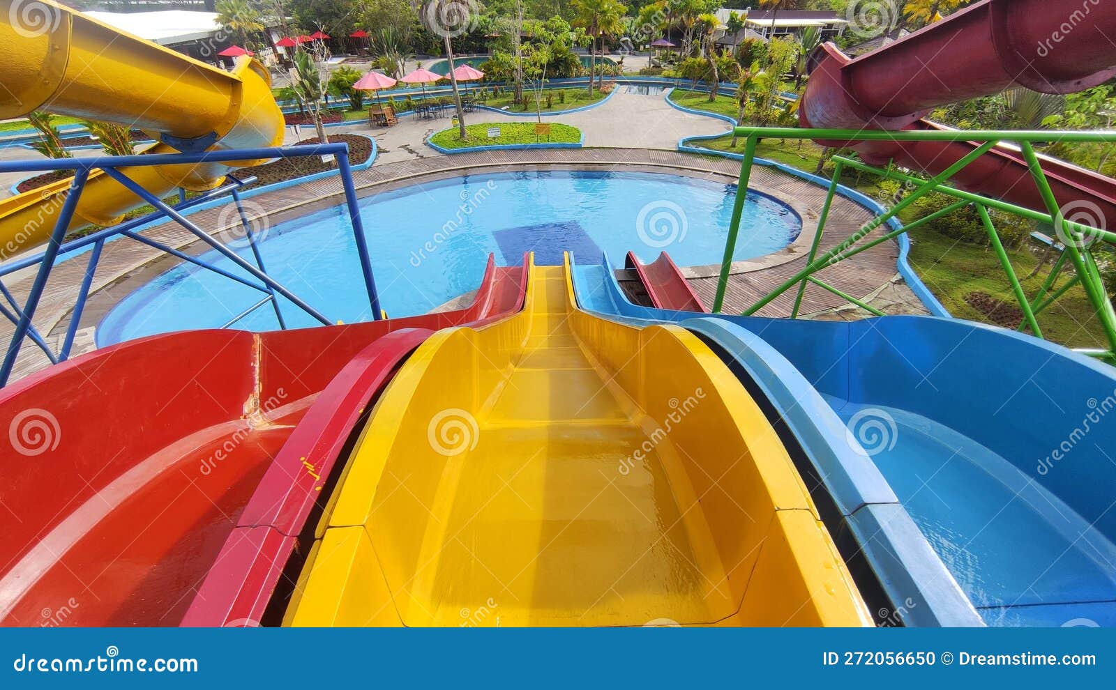 Top view water slide stock photo. Image of pool, park - 272056650