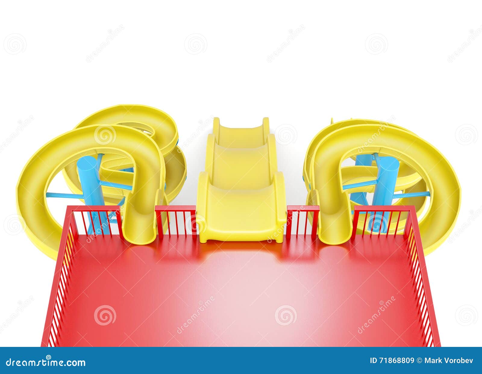 Top View of Water Slide on a White Background. 3d Rende Stock ...