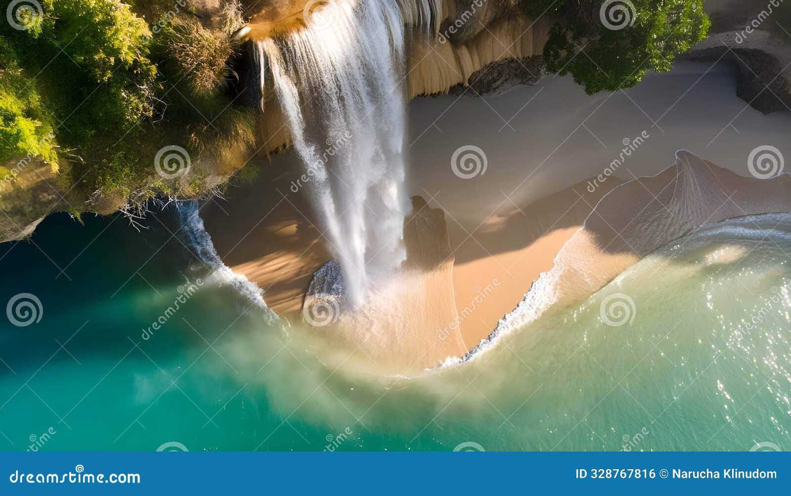 Top View of the Waterfall in the Nature Stock Illustration ...
