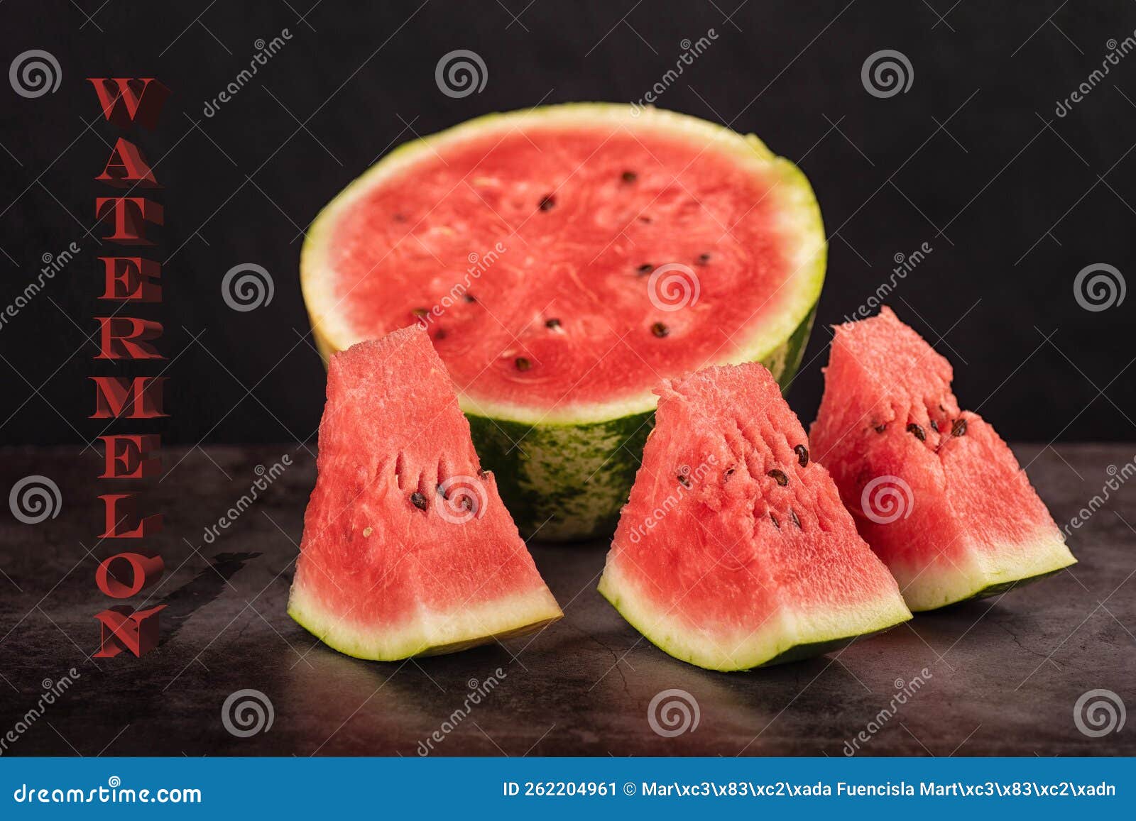 Top View of Watermelon Slices and Halved Watermelon on Kitchen Counter ...