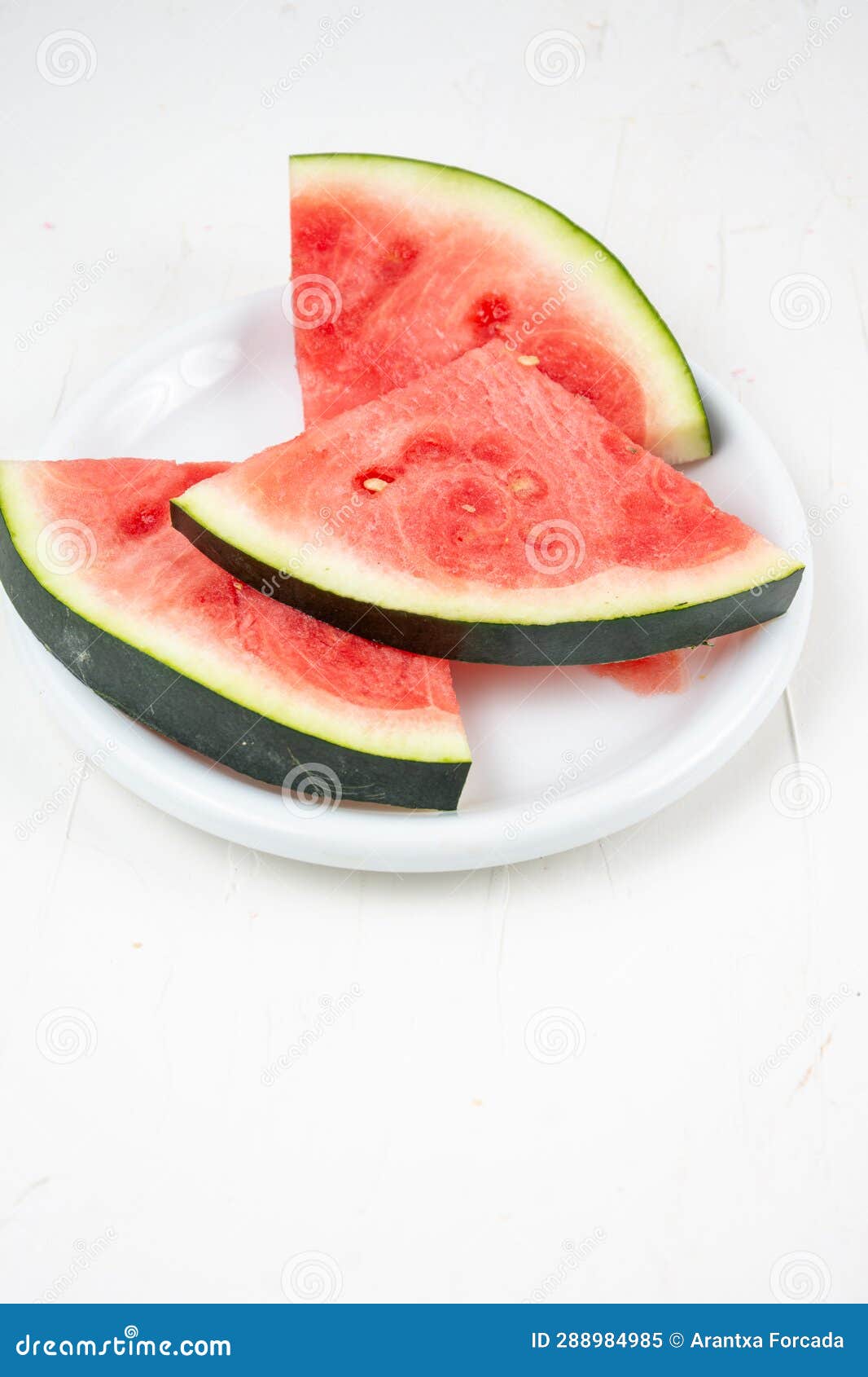 Top View of Watermelon Slices on Plate and White Background Stock Image ...
