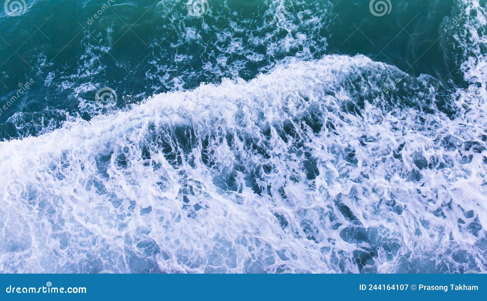 Top View with Waves and Bubbles of Ocean Blue Water Surface Stock Image ...