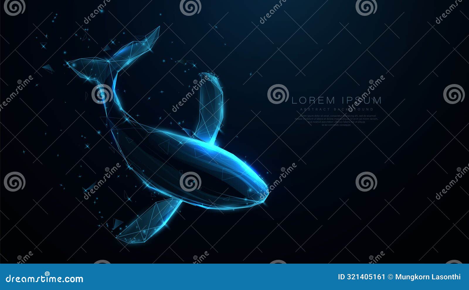 Top View Whale. Low Polygonal, Wireframe, Linear and Mesh Illustration ...