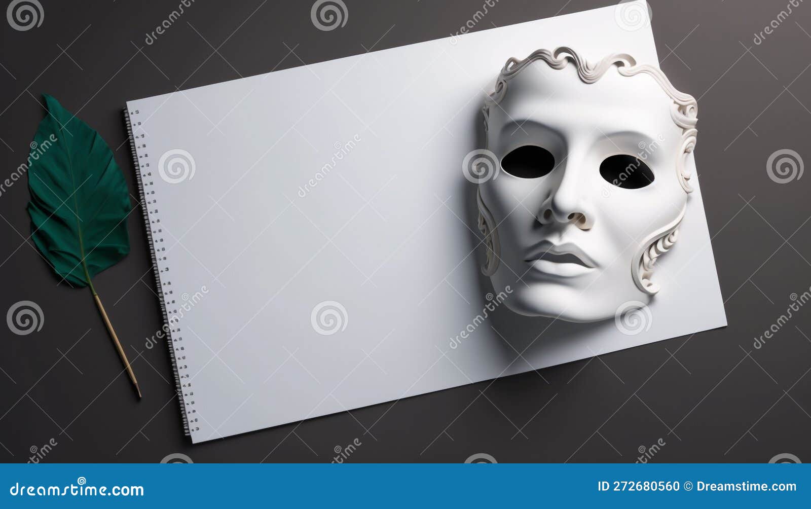 Top - View of White Blank Page with a Theatre Mask on the Side Stock ...
