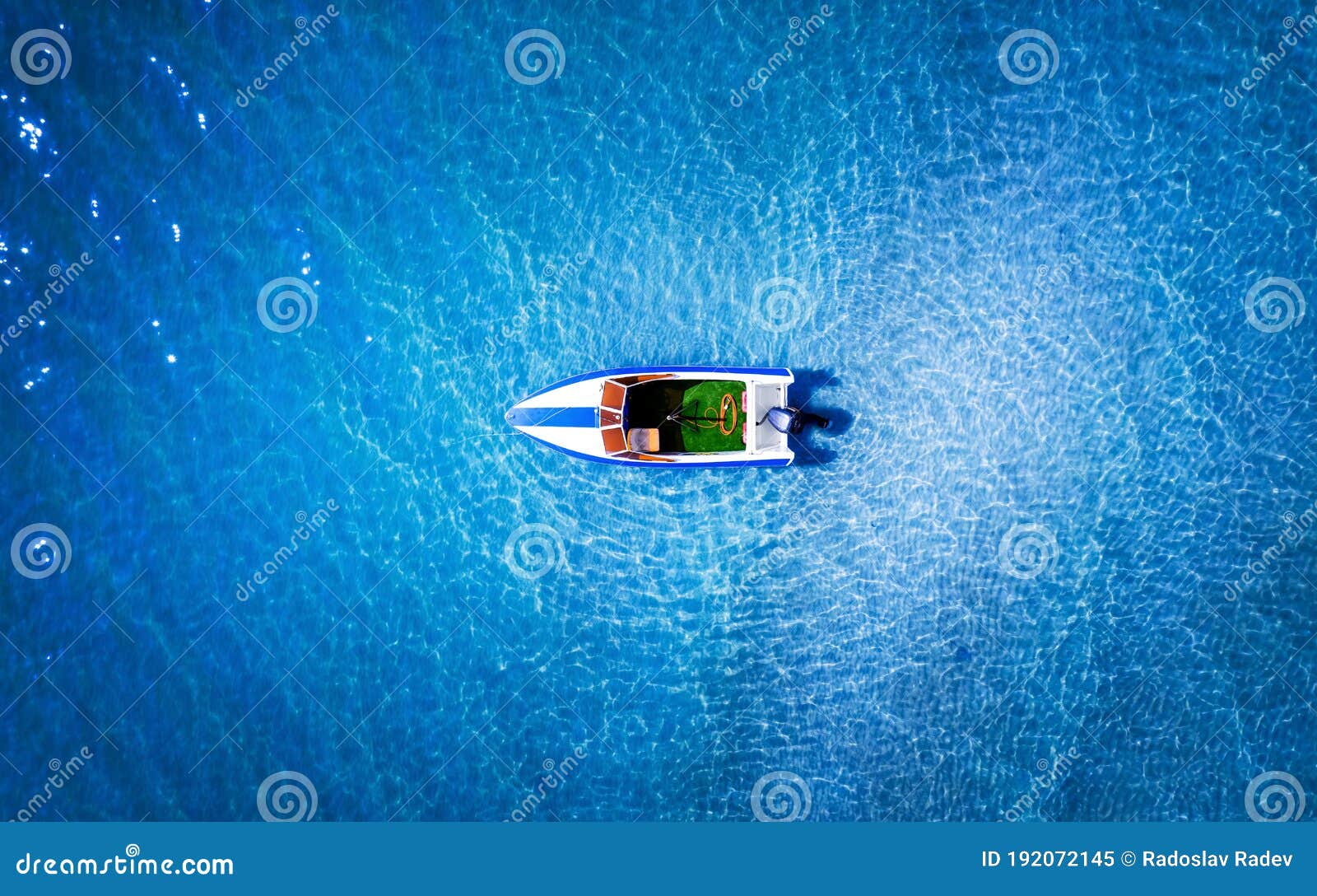 Top View of a White Boat in the Blue Sea Stock Image - Image of cruise ...