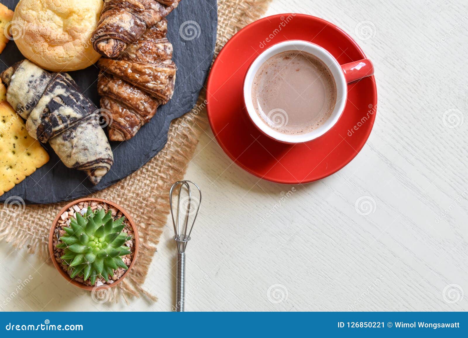 Top View White Table of Breakfast Stock Image - Image of view, everyone ...