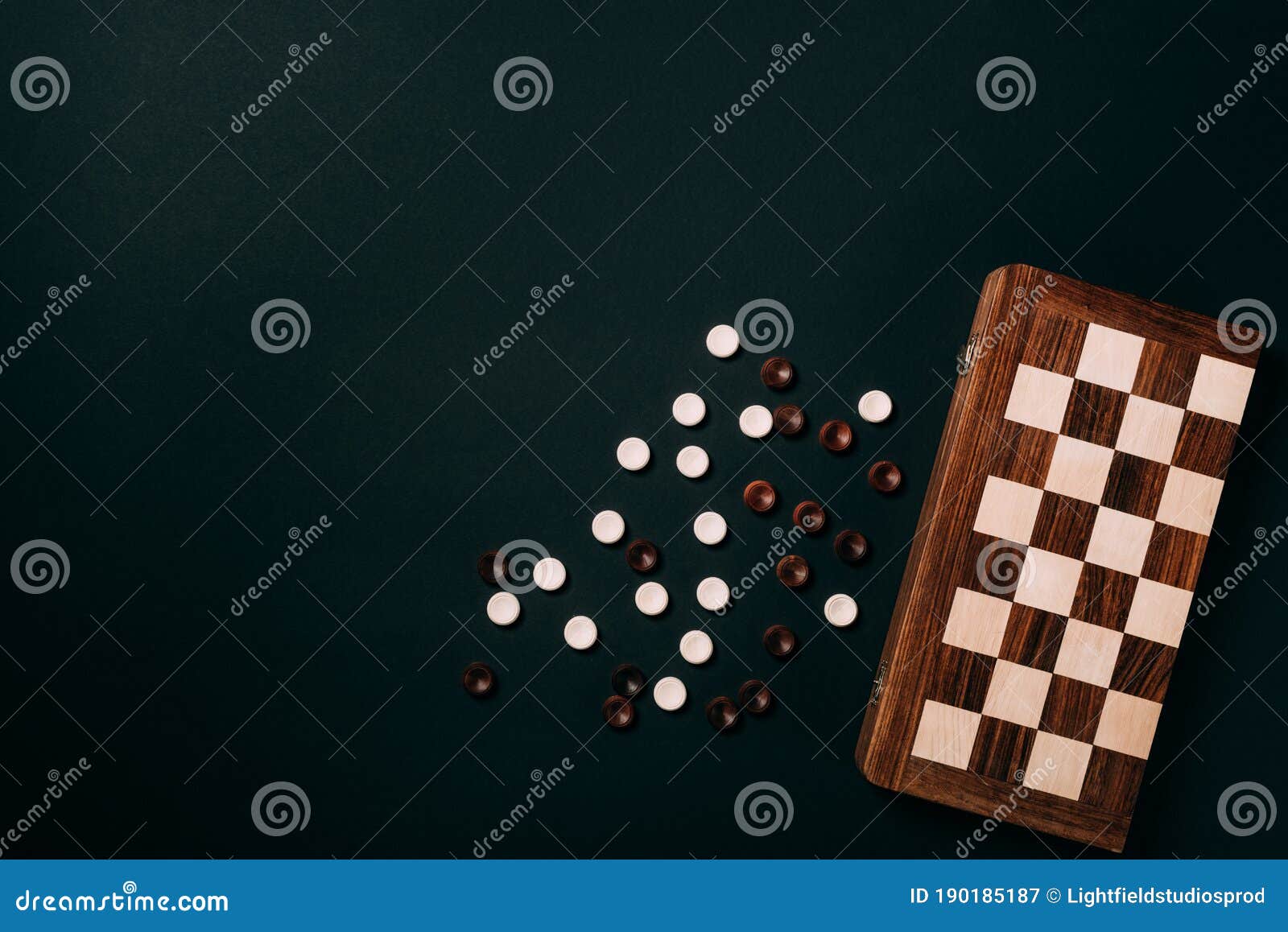 Top View of White and Brown Checkers with Chessboard Stock Image ...