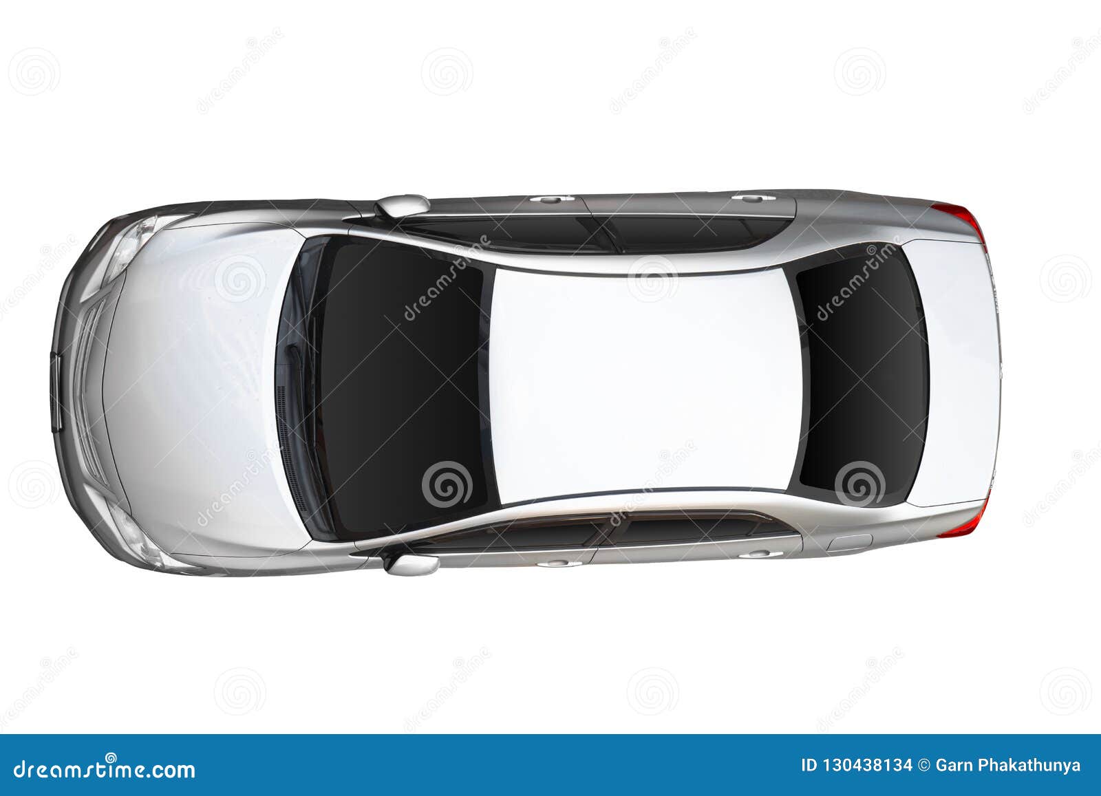 Top View of White Car Isolated on White Background. with Clipping Path ...