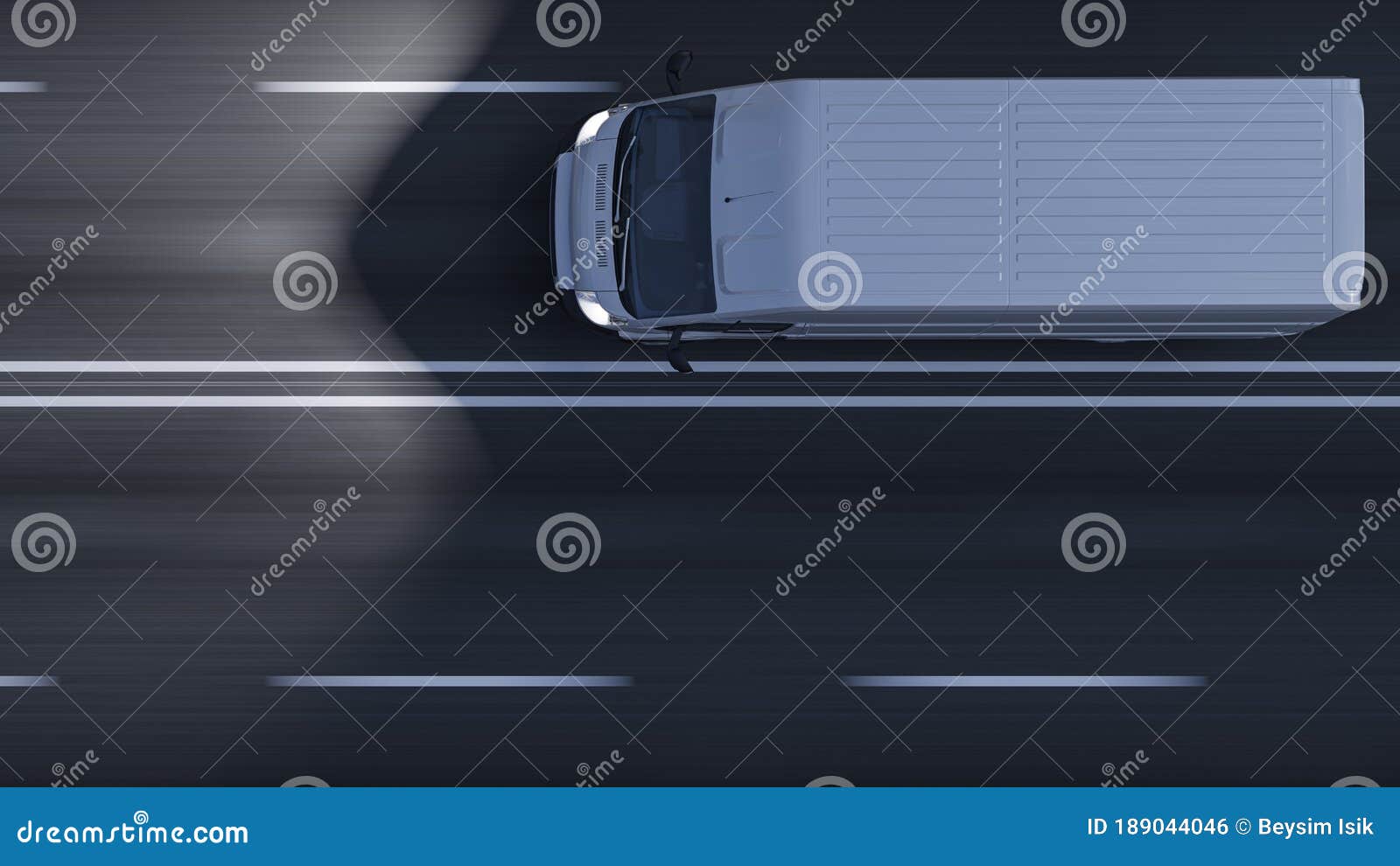 Top View of a White Delivery Van on the Move at Night Stock ...