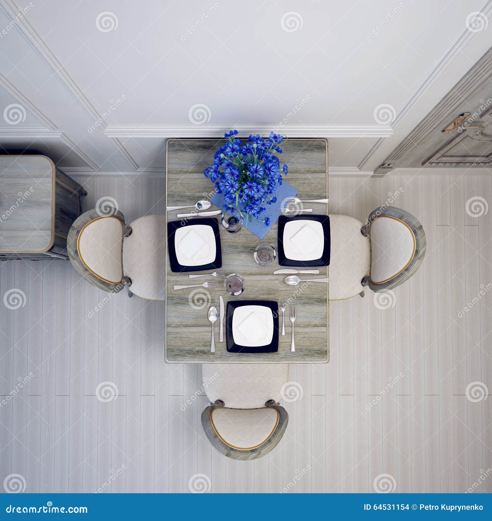 Top View of White Dining with Grey Table Stock Photo - Image of deco ...