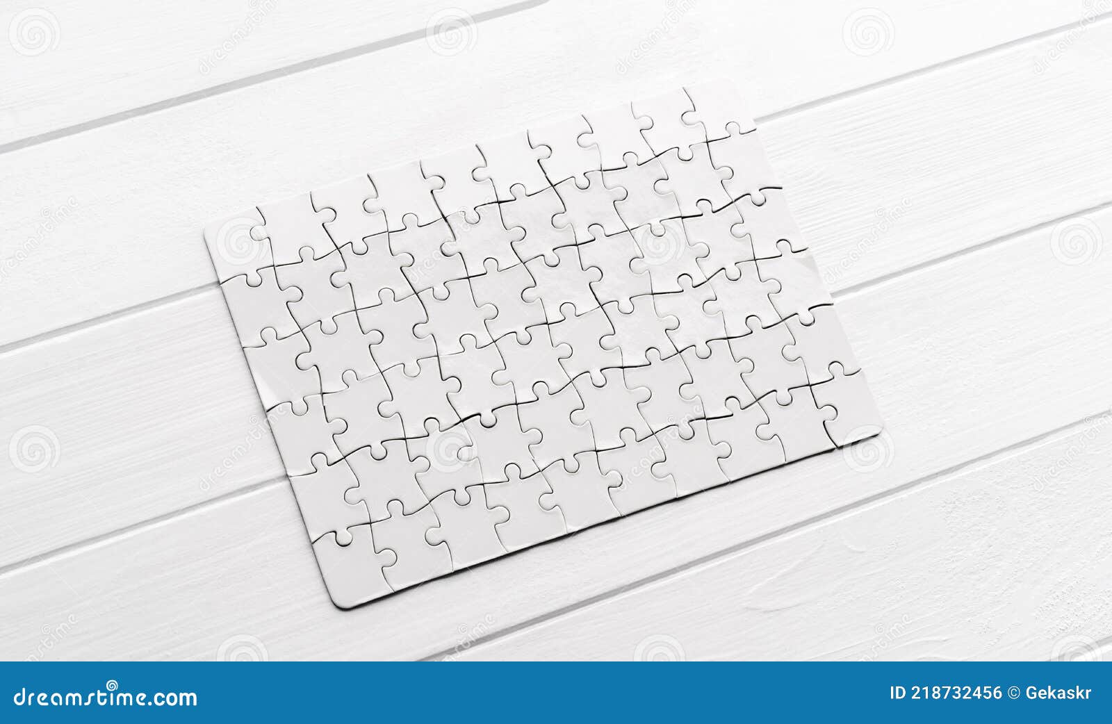 White jigsaw puzzle stock photo. Image of idea, creative - 218732456