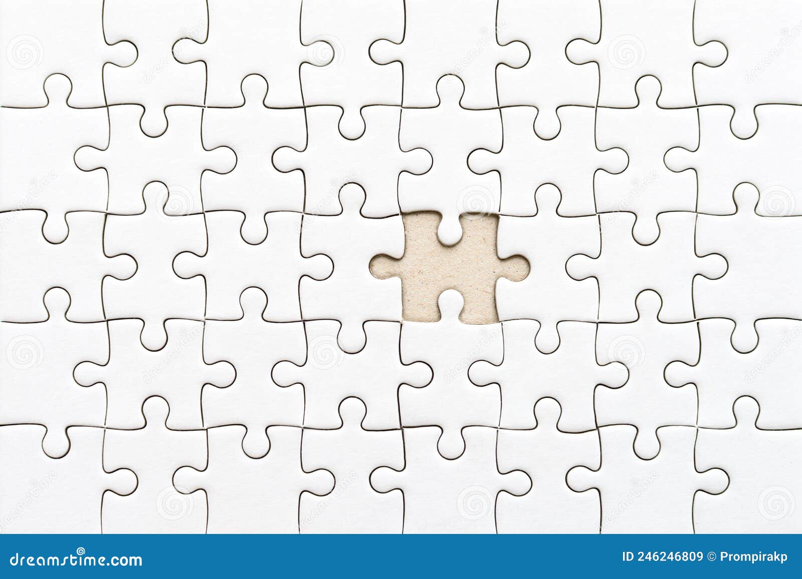 Top View of White Jigsaw Puzzle Incomplete or Missing Piece Stock Image ...