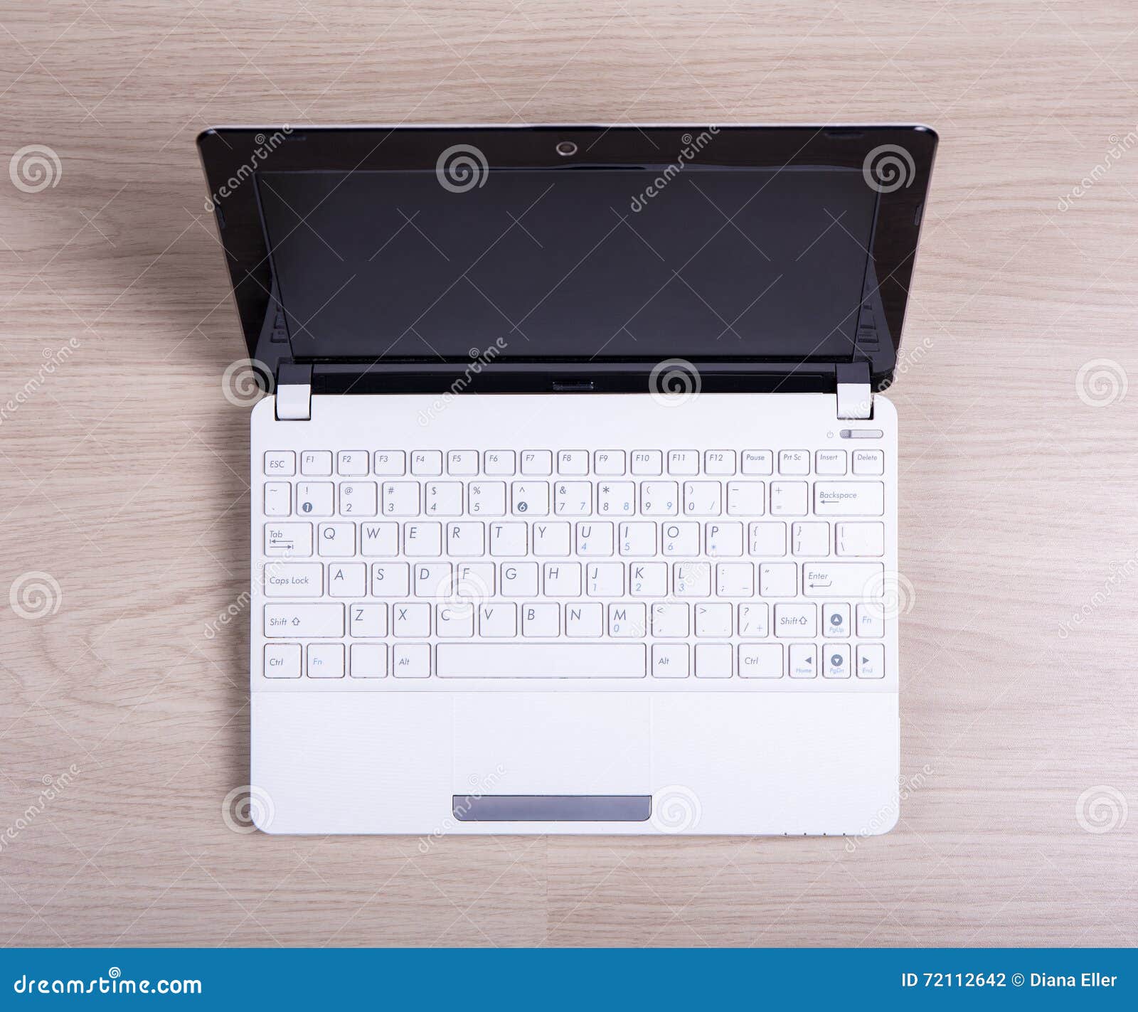 Top View of White Laptop on the Table Stock Photo - Image of blank ...