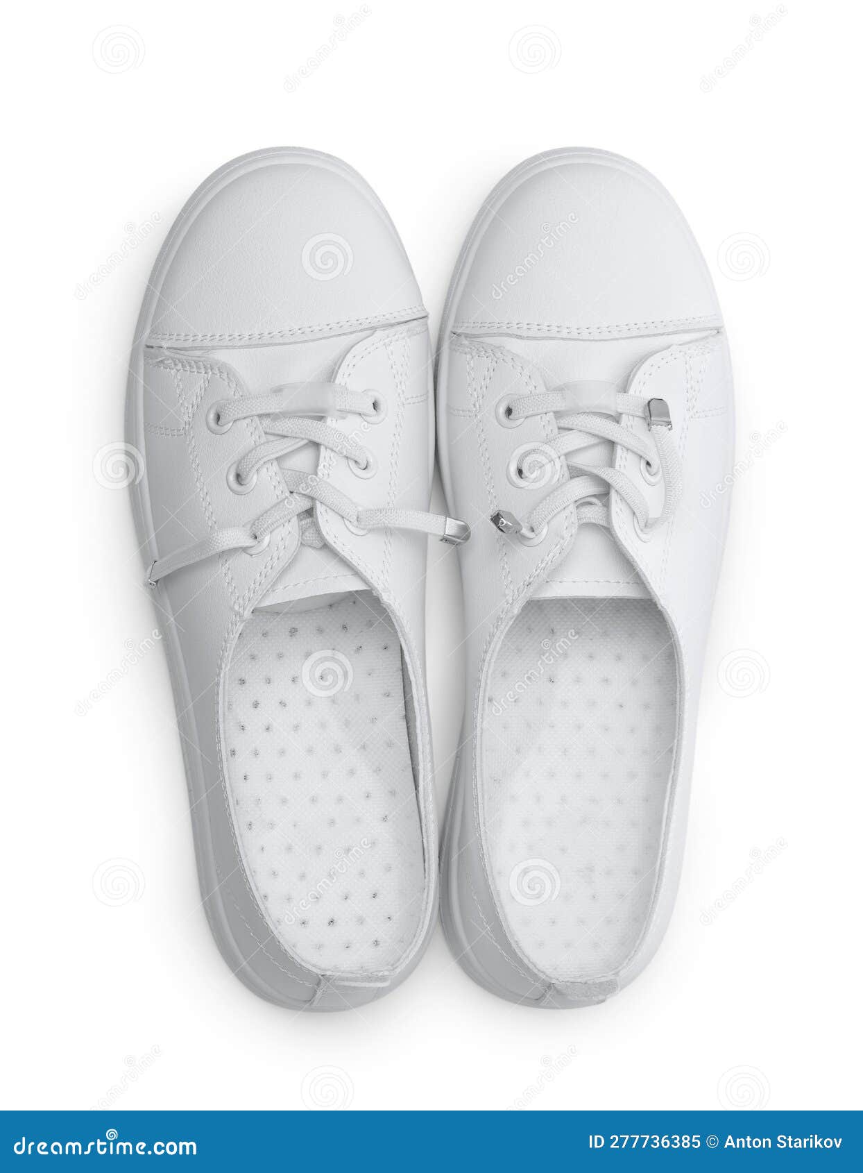 Top View of White Leather Sport Shoes Stock Image - Image of pair ...