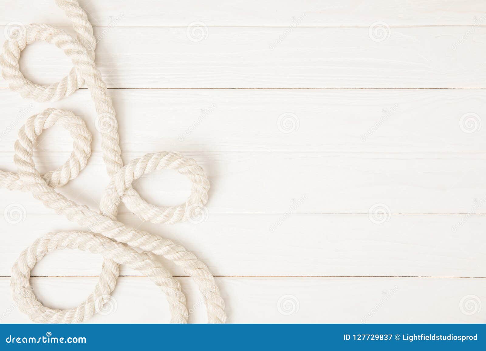 Top View of White Nautical Rope Stock Image - Image of arranged, wood ...