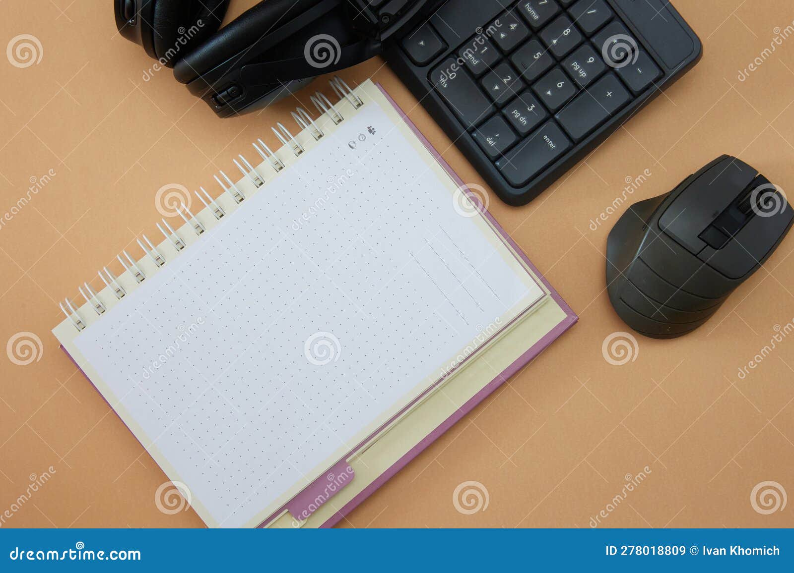 Top View of a White Office Desk with a Notebook Stock Image - Image of ...
