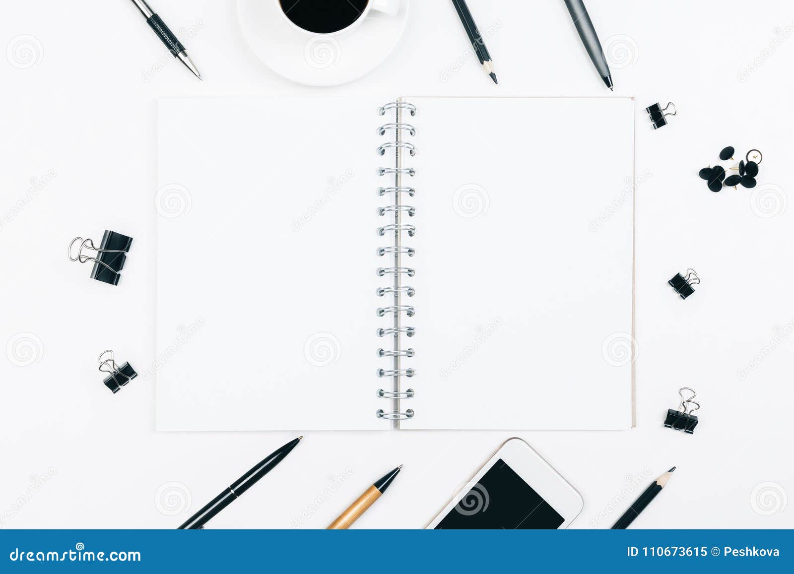 White Table with Empty Notepad Stock Image - Image of notepaper, empty ...