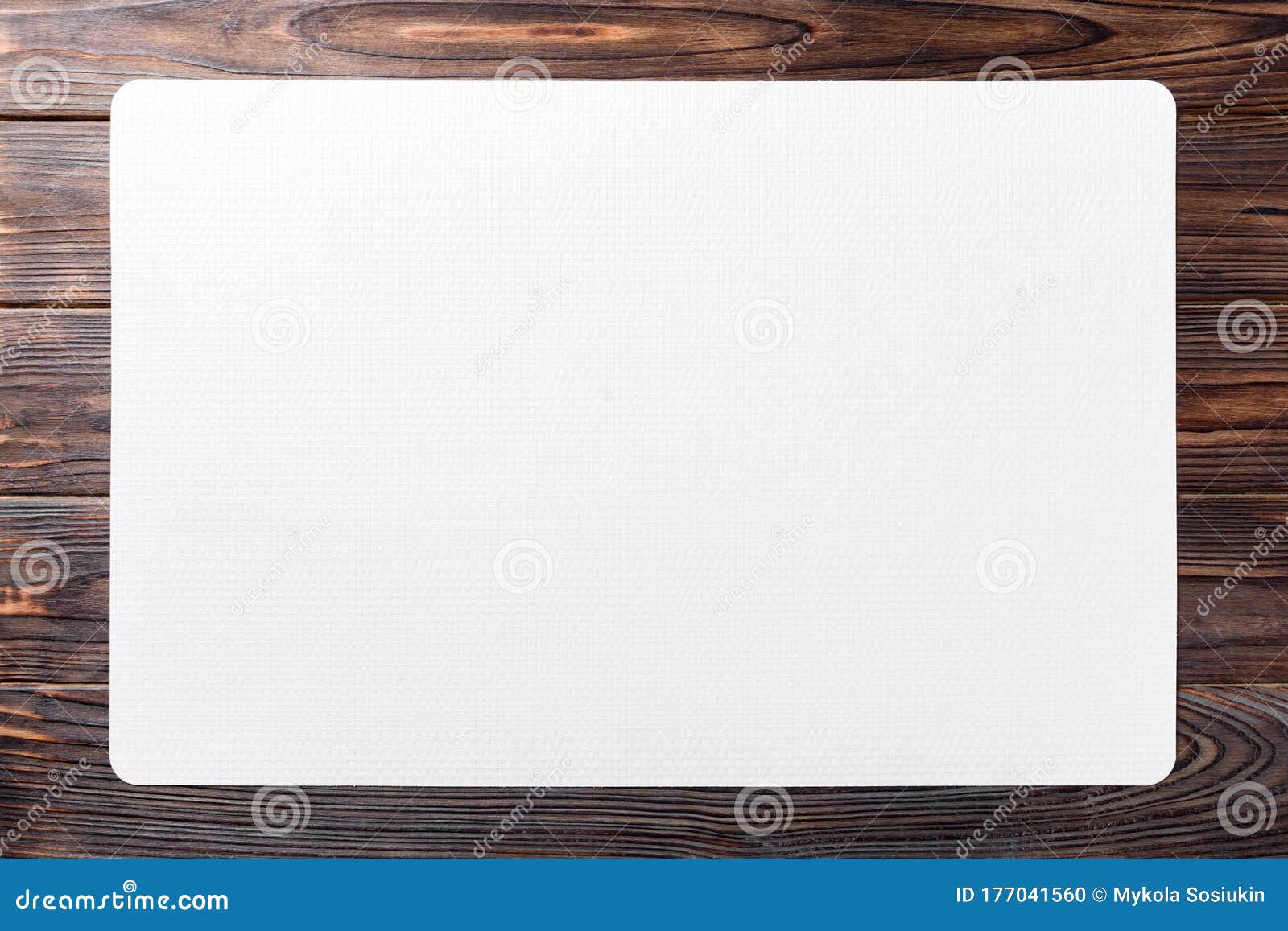 Top View of White Place Mat for a Dish. Wooden Background with Empty ...
