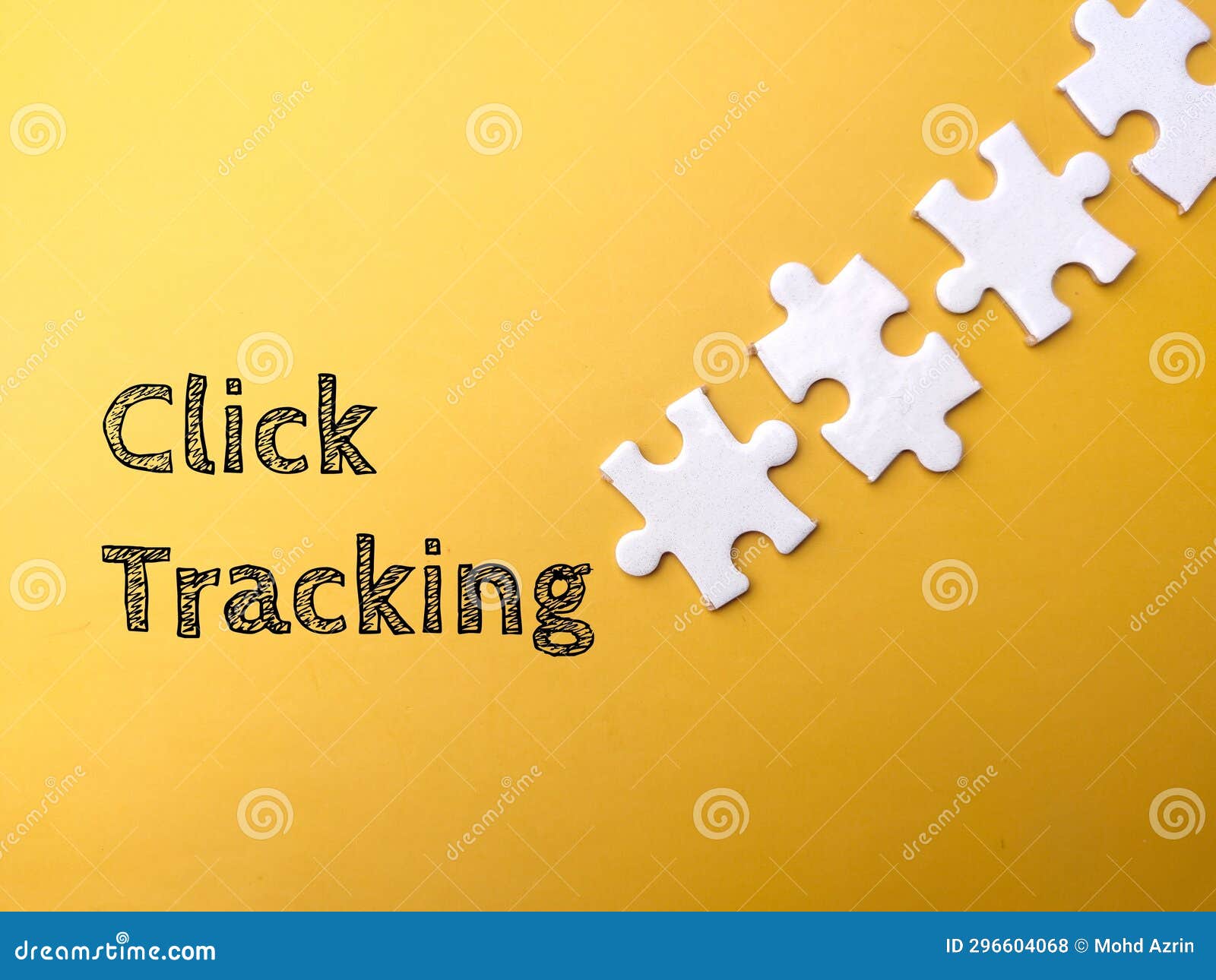 Top View White Puzzle with Text Click Tracking Stock Photo - Image of ...
