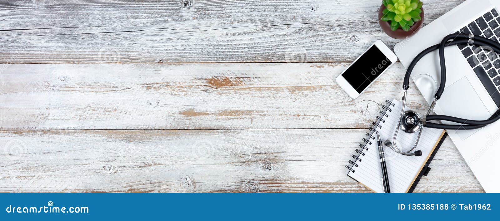 Overhead View of White Rustic Desk with for Medical Care Purposes Stock ...