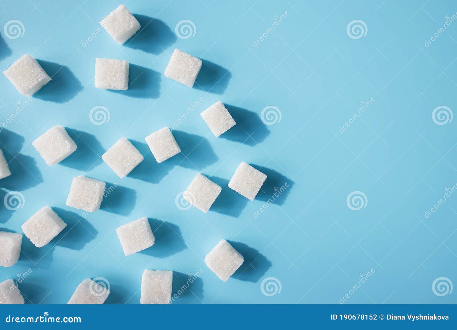 Top View of White Sugar on Blue Table Stock Photo - Image of ingredient ...