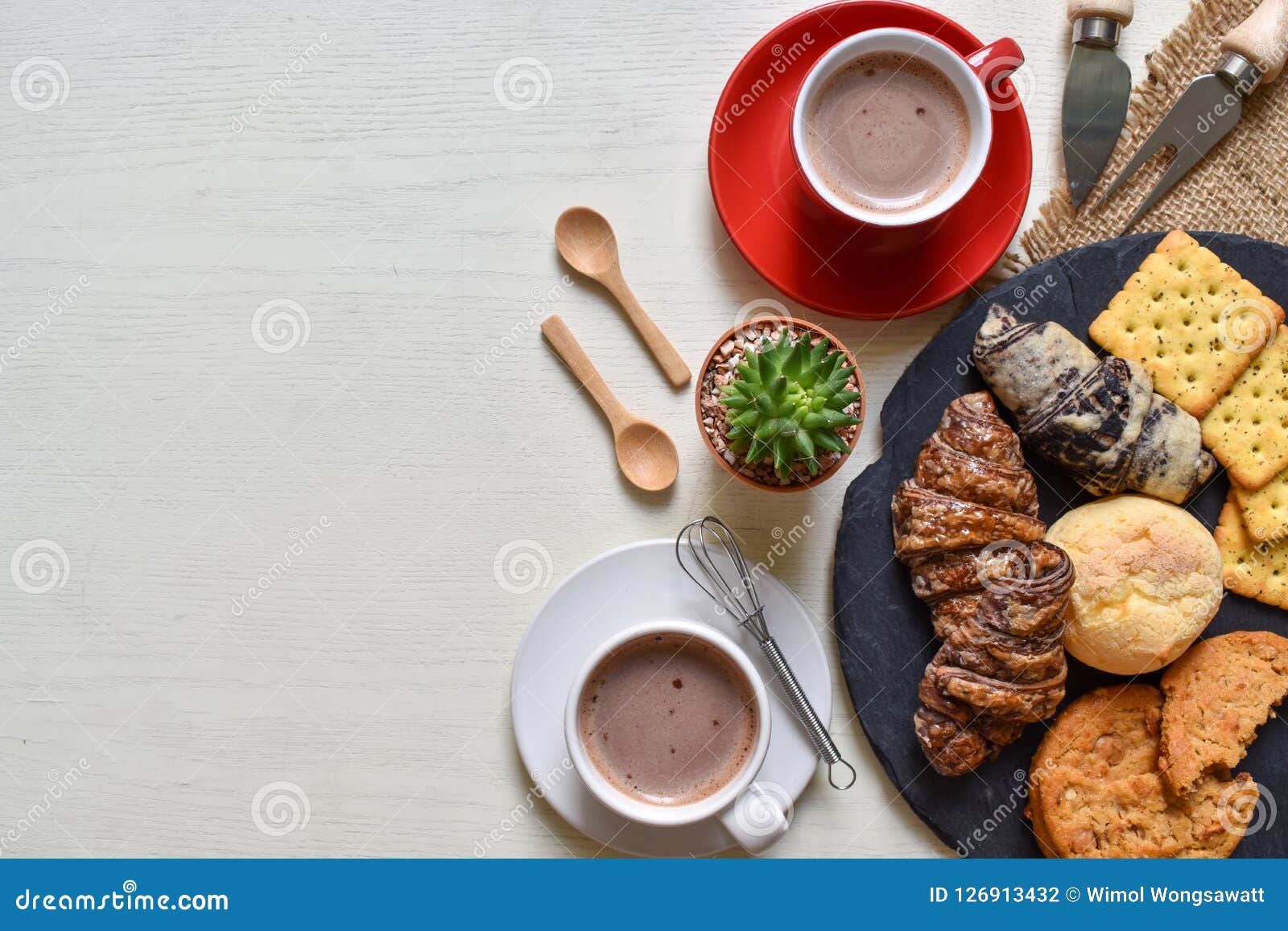 Top View White Breakfast Table Stock Photo - Image of creative, table ...