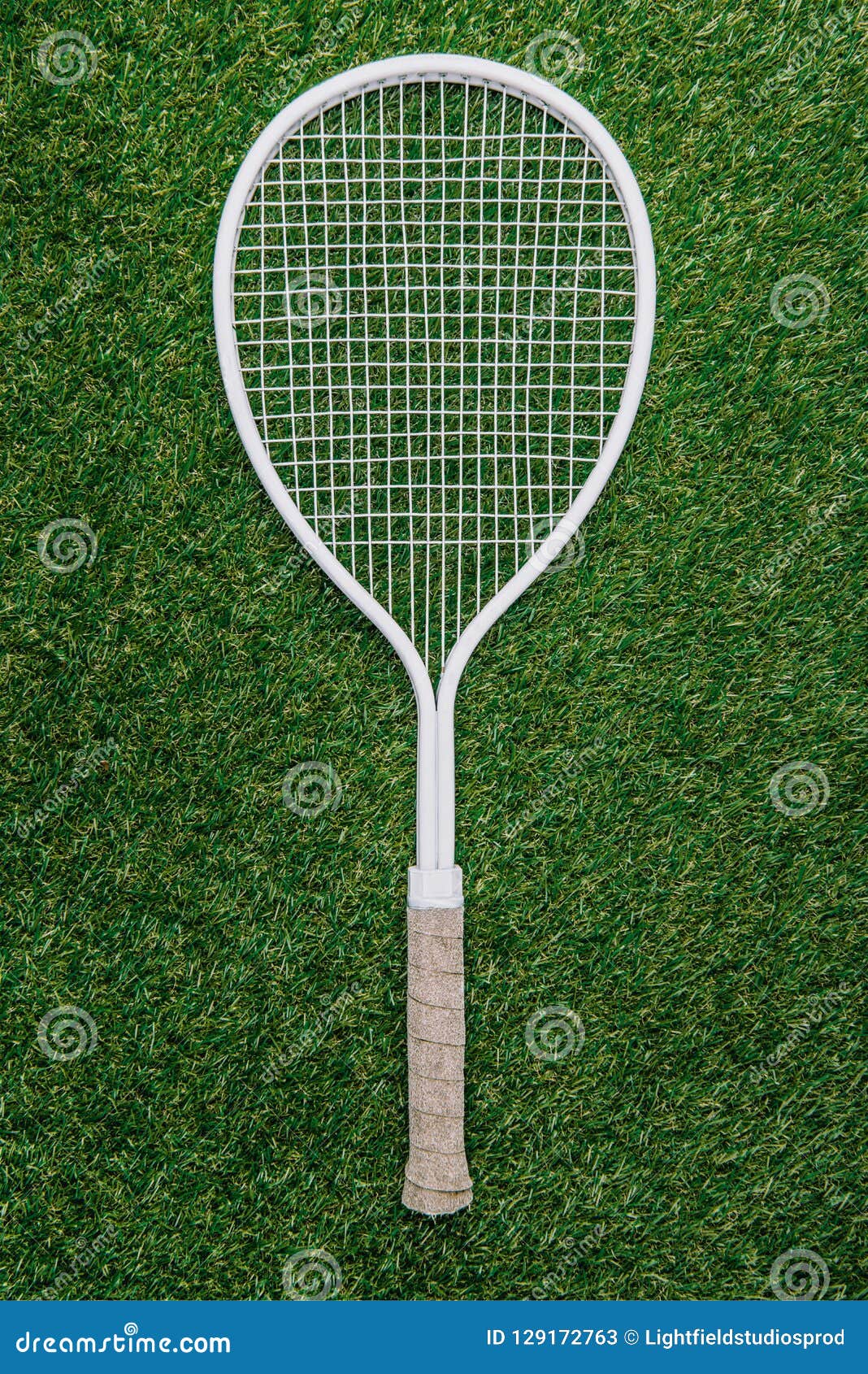 Top View of White Tennis Racket Lying Stock Image - Image of background ...