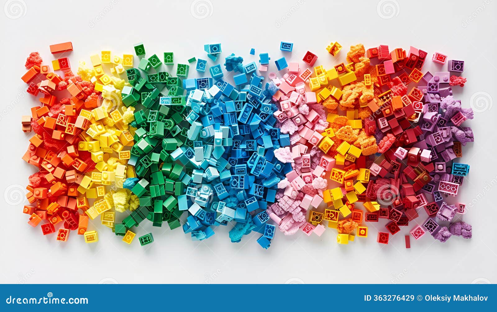 Top View of Wide Pile Various Colorful Rainbow Colored Stackable ...