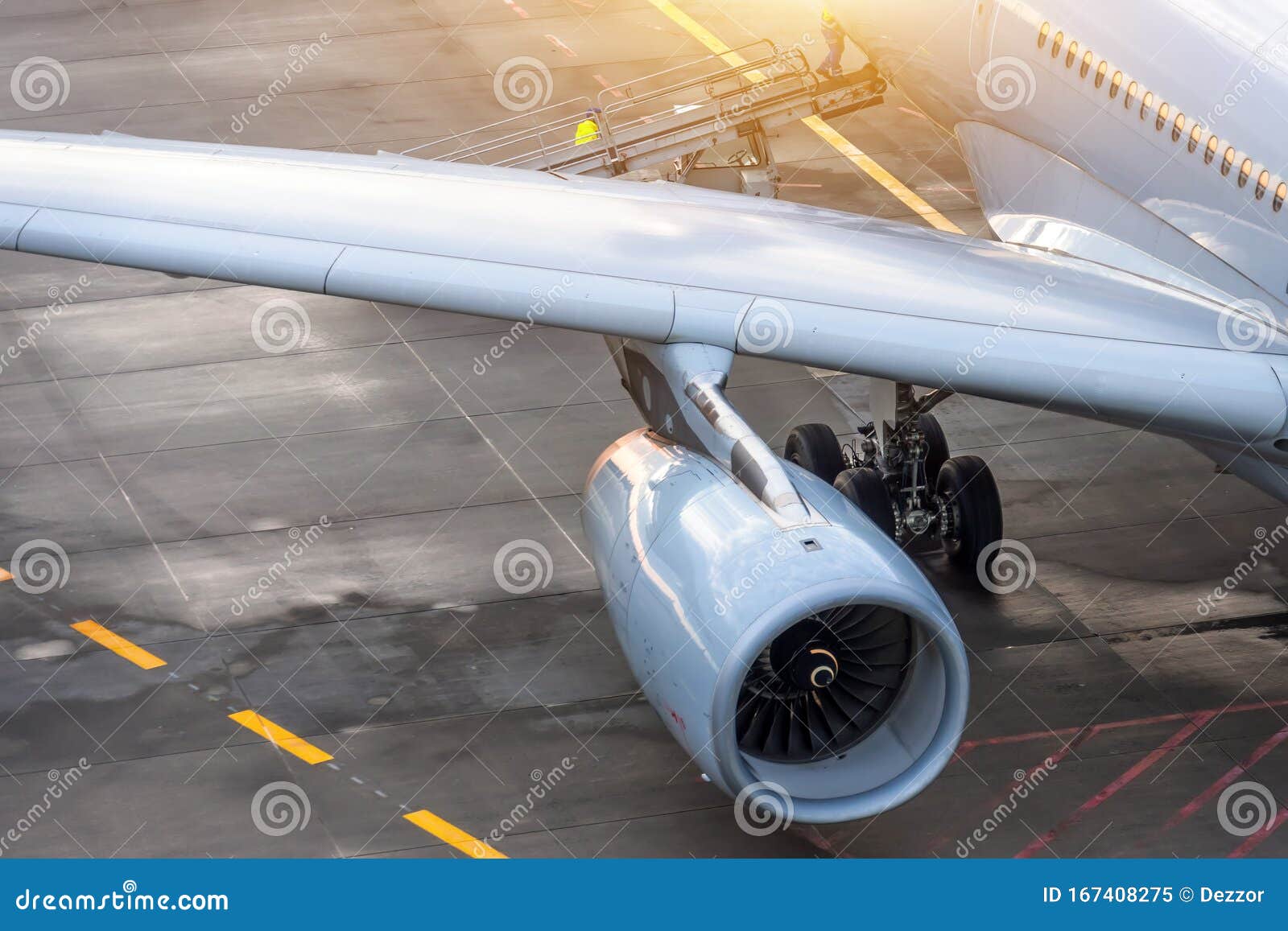 Top View of the Wing and Engine of an Airplane Stock Image - Image of ...