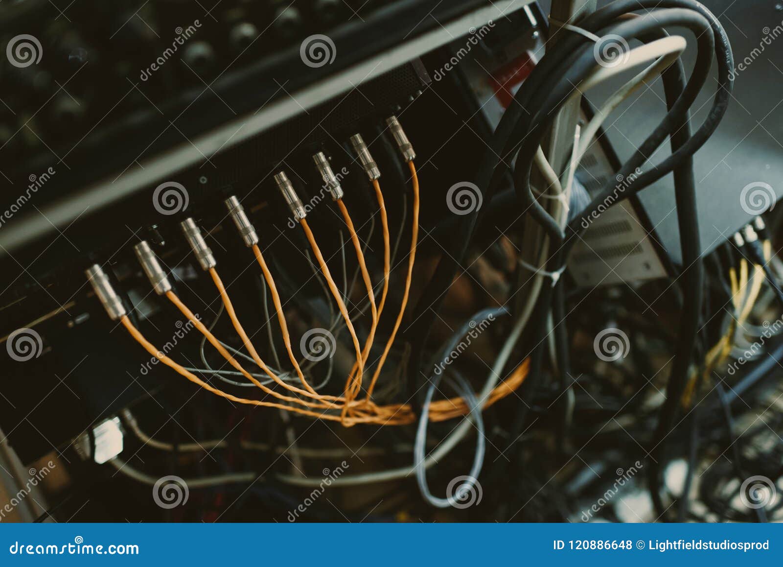 Top View of Wires Pluged into Stock Photo - Image of indoor, plugs ...