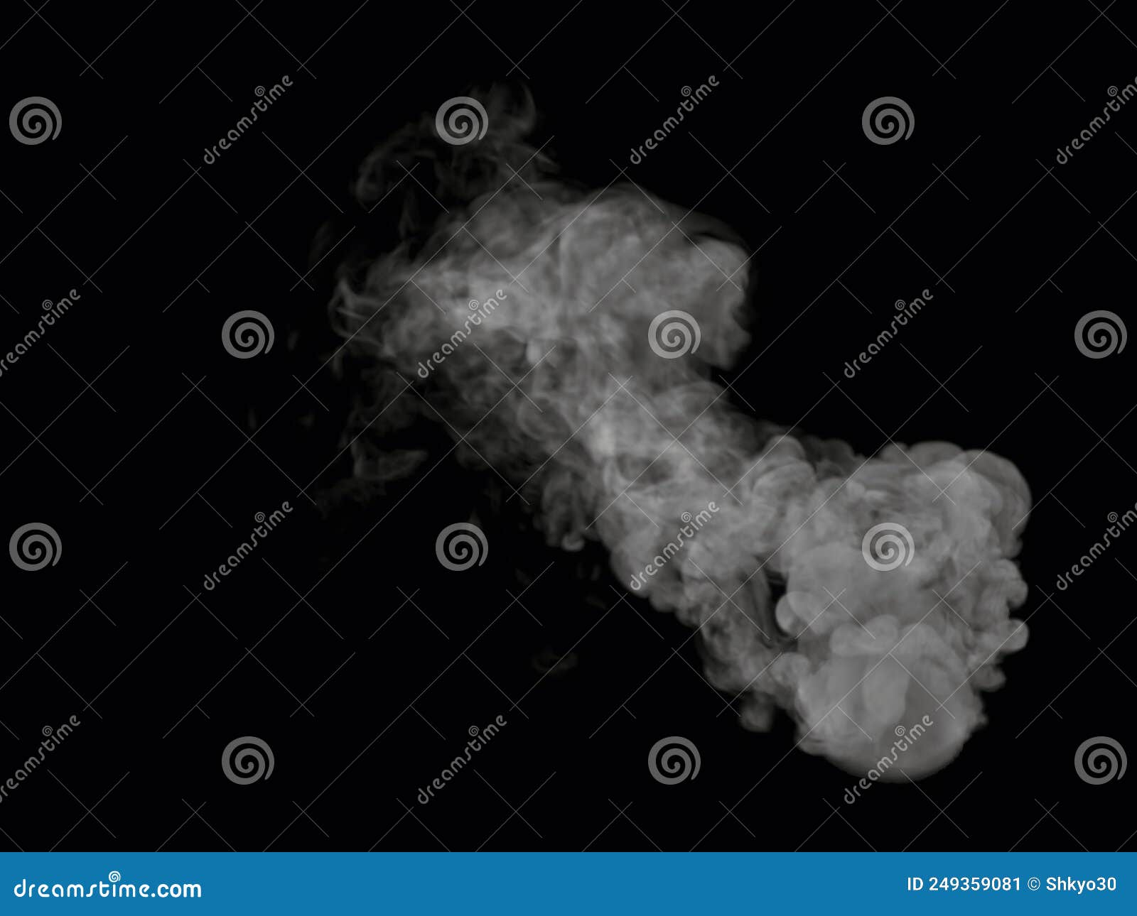 Top View of Wispy and Swirly White Medium Sized Smoke Cloud on Black ...