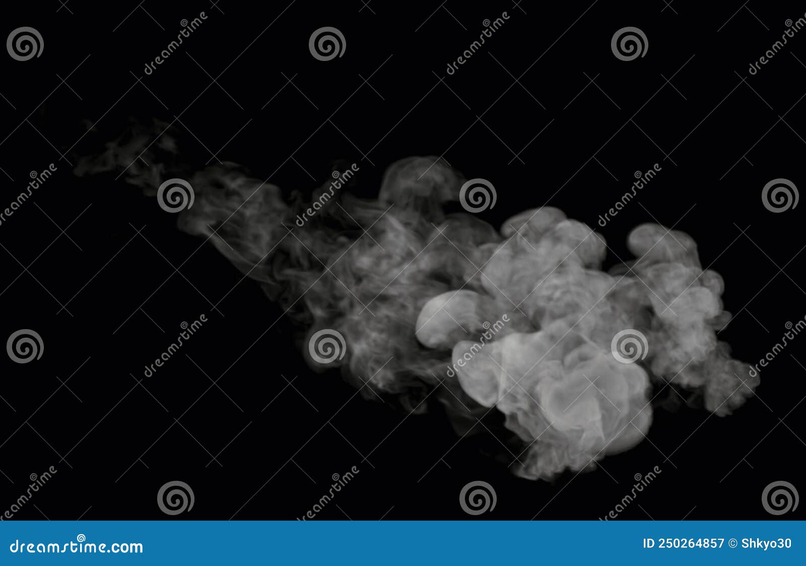 Top View of Wispy and Very Swirly White Medium Smoke Cloud on Black ...