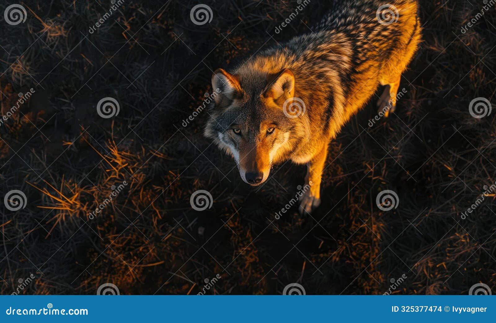 Top View of a Wolf Stalking Prey in the Forest Stock Photo - Image of ...
