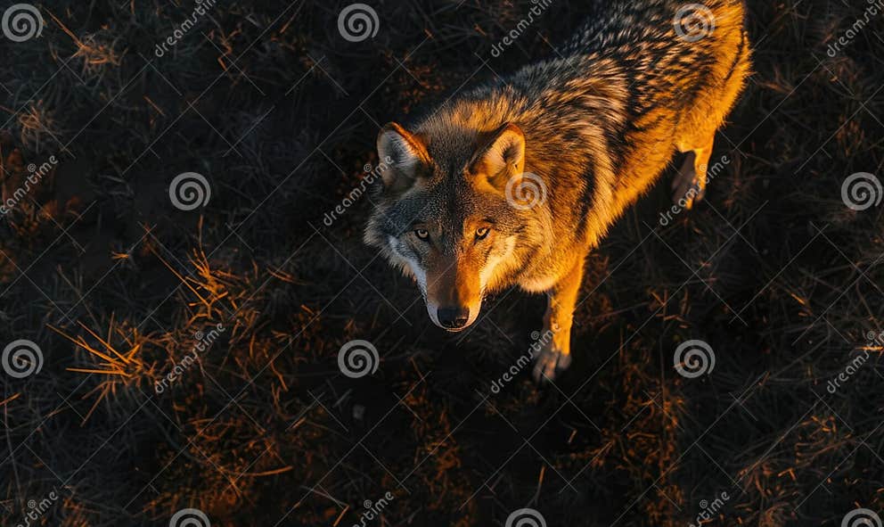 Top View of a Wolf Stalking Prey in the Forest Stock Photo - Image of grey, wolf: 325377474