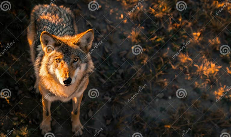 Top View of a Wolf Stalking Prey in the Forest Stock Photo - Image of ...